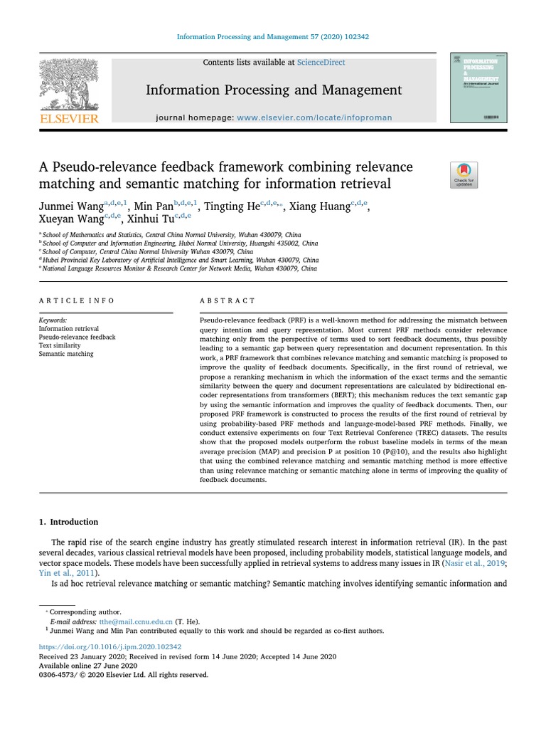 Information Processing and Management: Junmei Wang, Min Pan, Tingting He, Xiang Huang, Xueyan ...