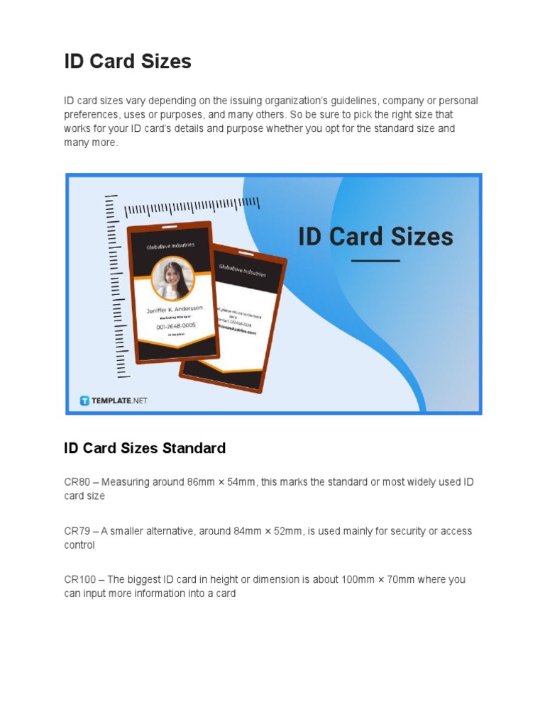 ID Card Sizes Standard | PDF | Identity Document | Printer (Computing)