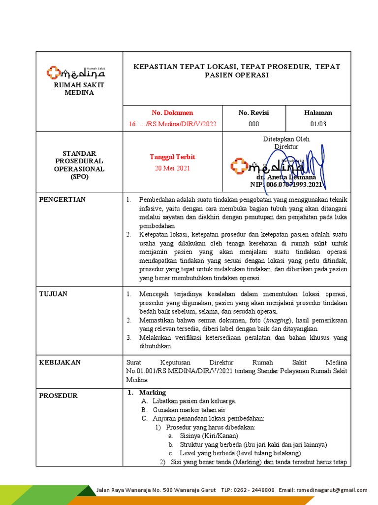 SPO SKP 4.tepat Lokasi, Tepat Prosedur, & Tepat Pasien Operasi | PDF SPO SKP 4.tepat Lokasi, Tepat Prosedur, & Tepat Pasien Operasi | PDF