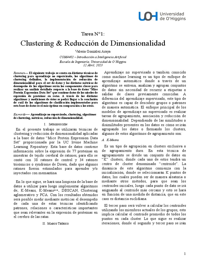 Clustering & Reducción de Dimensionalidad | PDF