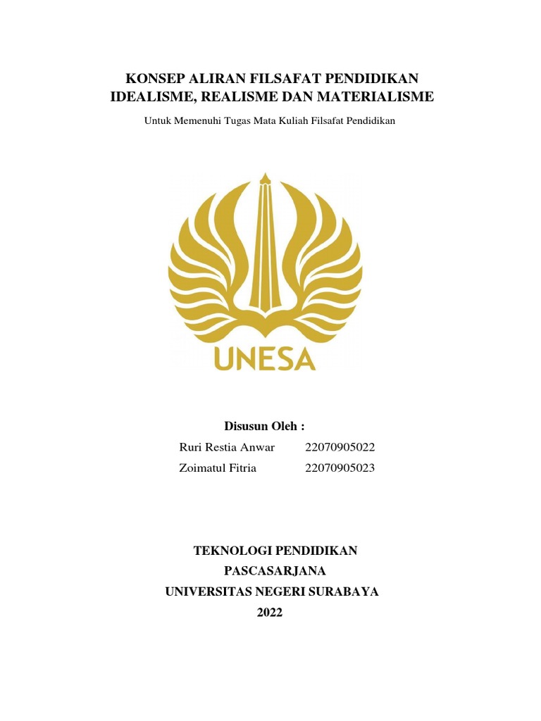 Filsafat Pendidikan: Idealisme, Realisme, Materialisme | PDF