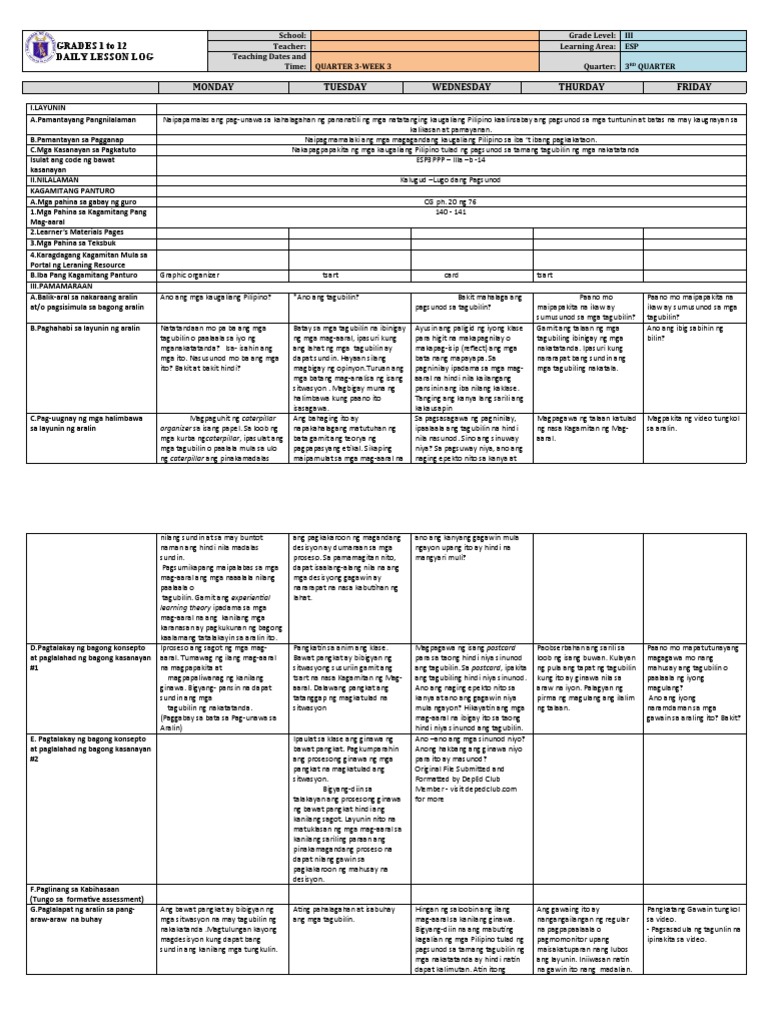 DLL - Esp 3 - Q3 - W3 | PDF
