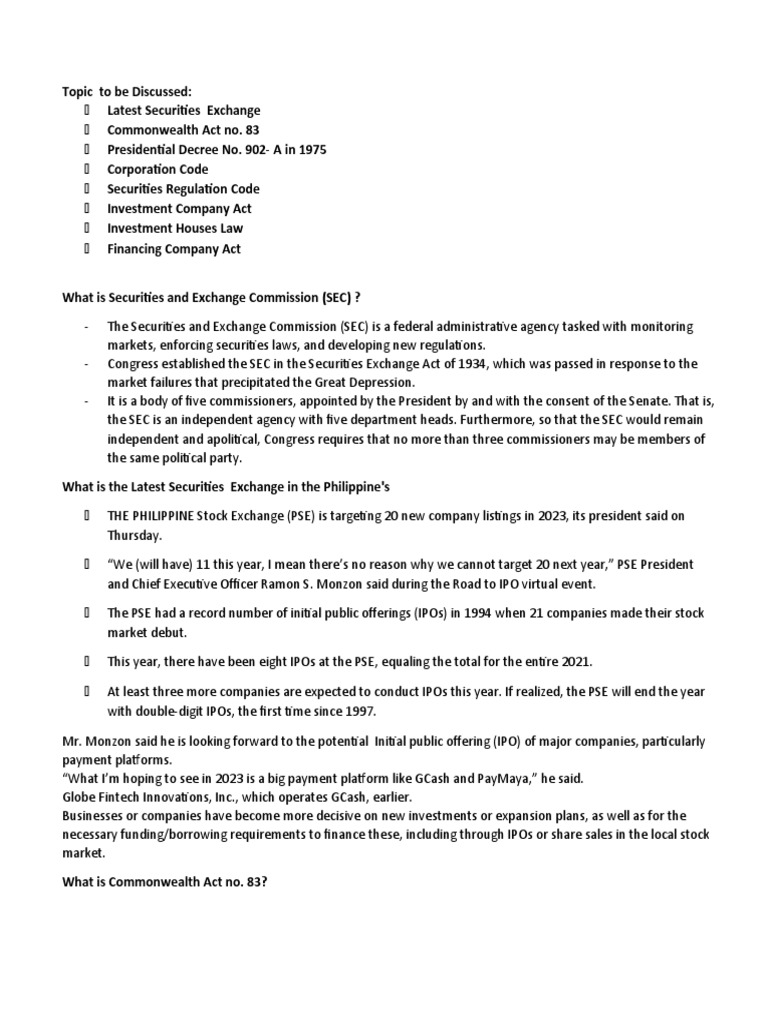 Topic To Be Discussed | Download Free PDF | Financial Markets | Foreign ...