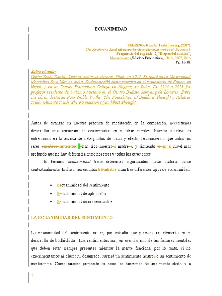 Ecuanimidad | PDF | Mente | Espiritualidad