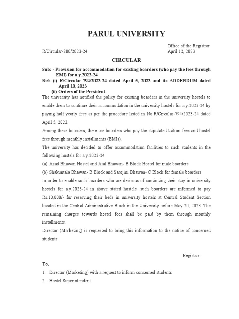 Parul University: Circular | PDF