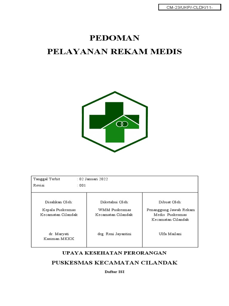 Pedoman Pelayanan Rekam Medis: Puskesmas Kecamatan Cilandak | PDF