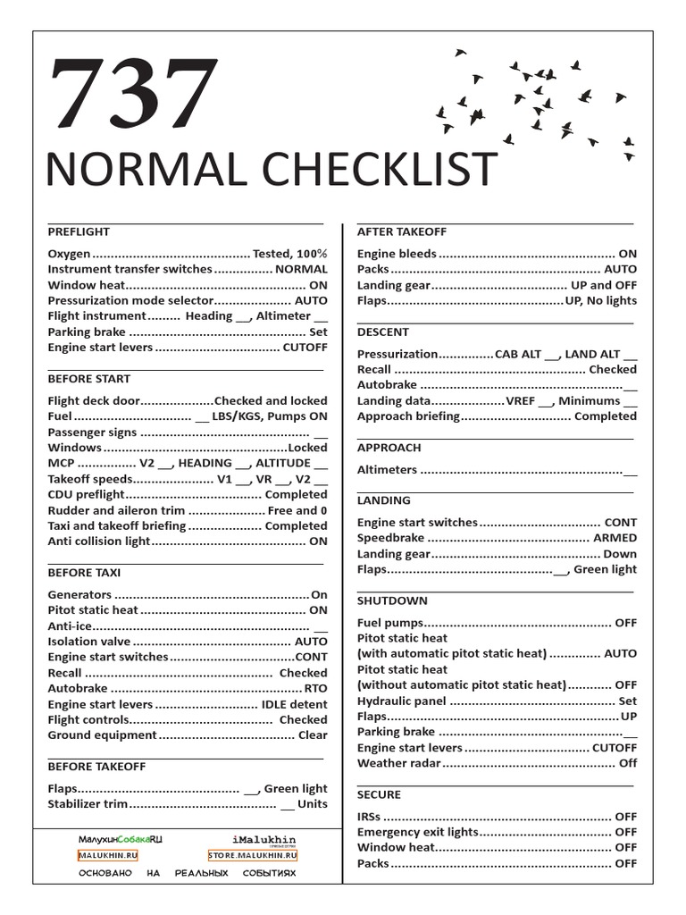 737 Normal Checklist | PDF | Aircraft Flight Control System | Landing Gear