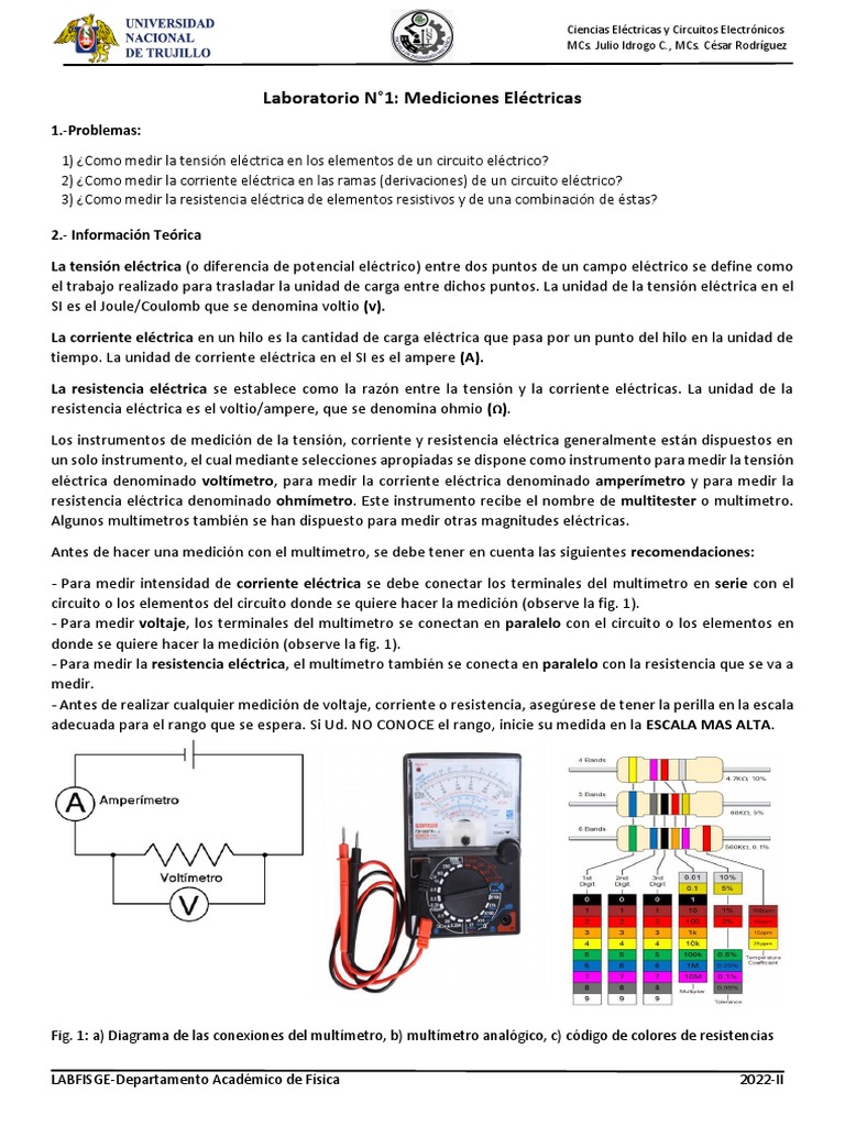 Lab. N°1 - Mediciones Electricas | PDF | voltaje | Corriente eléctrica