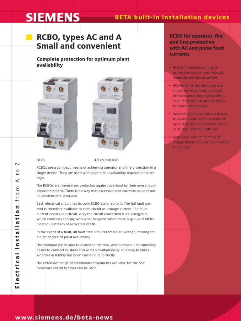 B B B B B: RCBO, Types AC and A Small and Convenient | PDF | Electrical ...