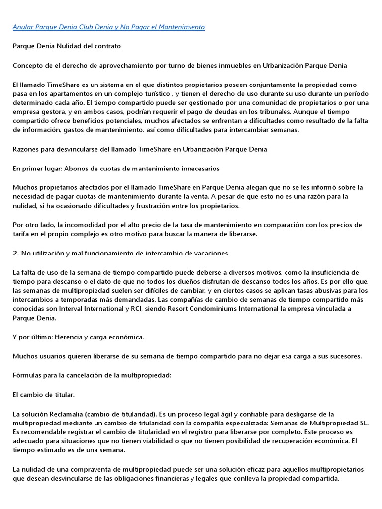 276089asesoría para Multipropiedad Parque Denia y Turihoteles | PDF ...
