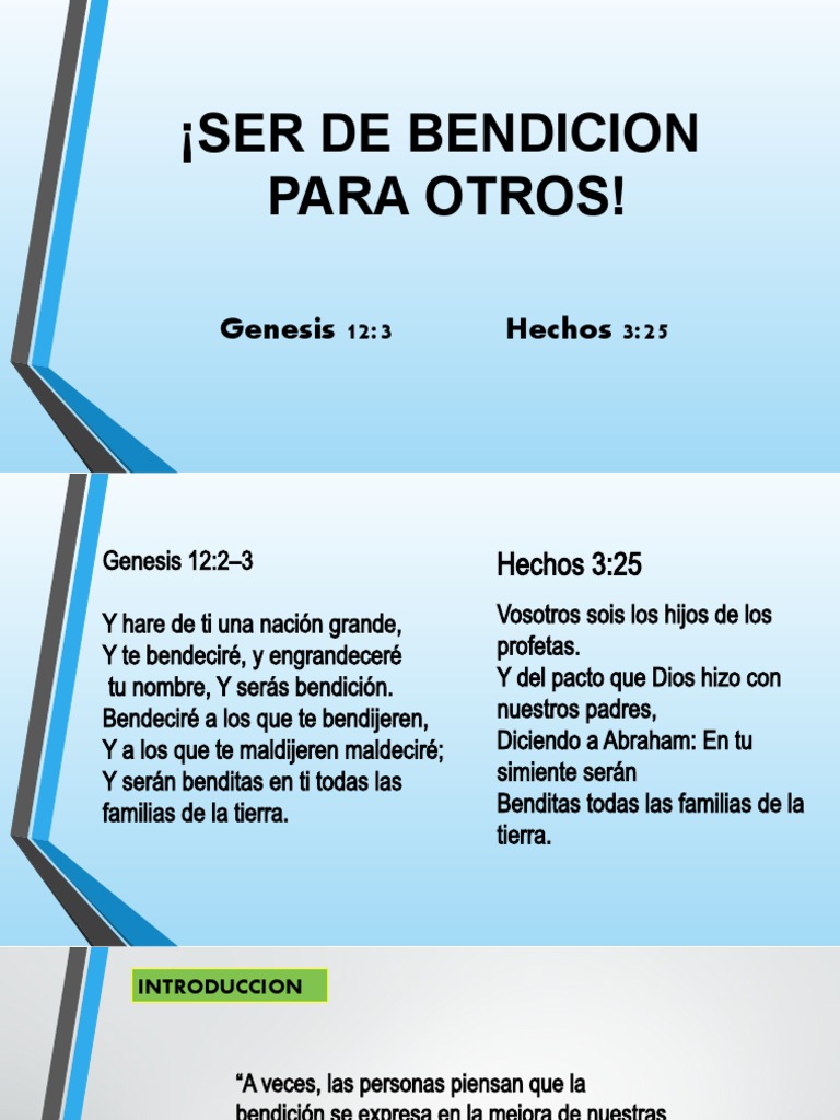 ¡Ser de Bendicion para Otros!: Genesis 12:3 Hechos 3:25 | Descargar ...