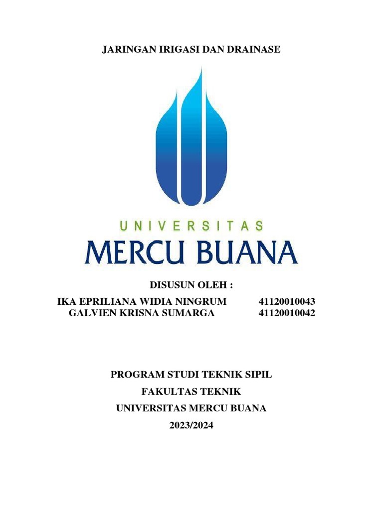 JARINGAN IRIGASI DAN DRAINASE(Galvien Krisna Sumarga 41120010042) | PDF