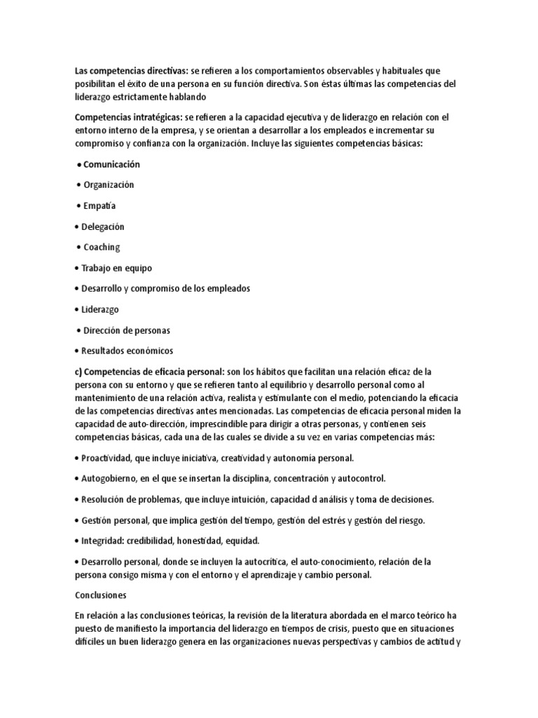 Las competencias directivas | PDF | Comunicación | Liderazgo