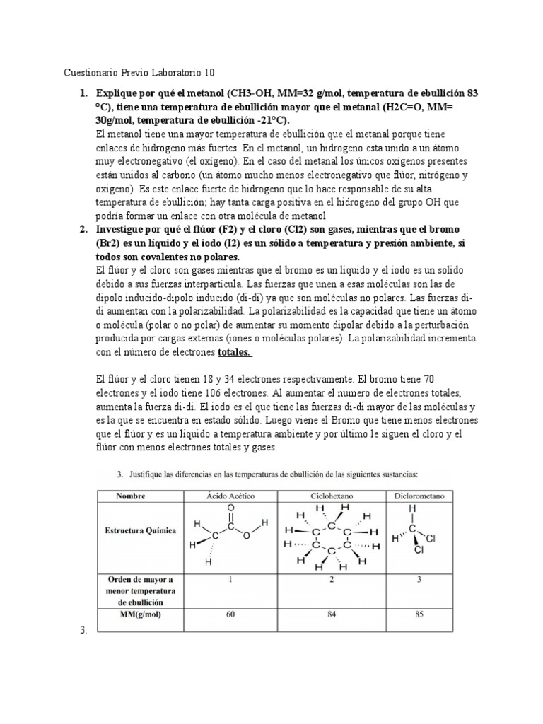 MariaAmandaArguello CuestionarioPrevio10 | PDF | Enlace químico | Polaridad química
