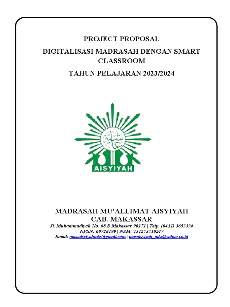 Project Proposal Digitalisasi Madrasah Dengan Smart Classroom TAHUN PELAJARAN 2023/2024 | PDF