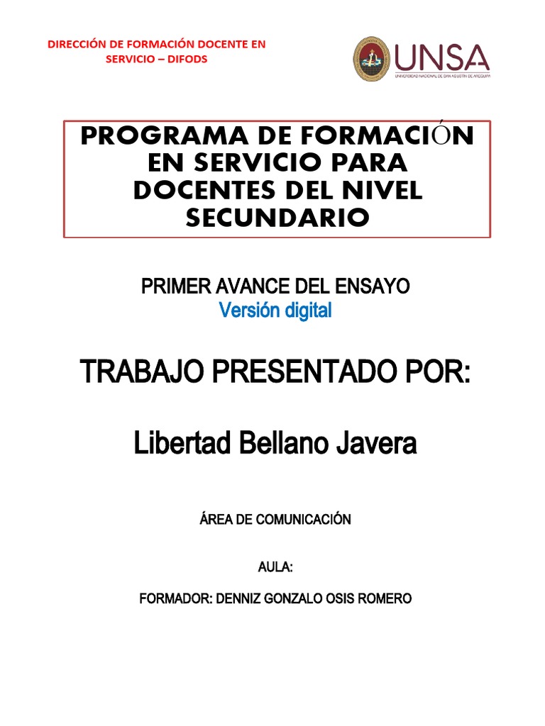 Trabajo Presentado Por: Libertad Bellano Javera: Programa de Formaci N ...