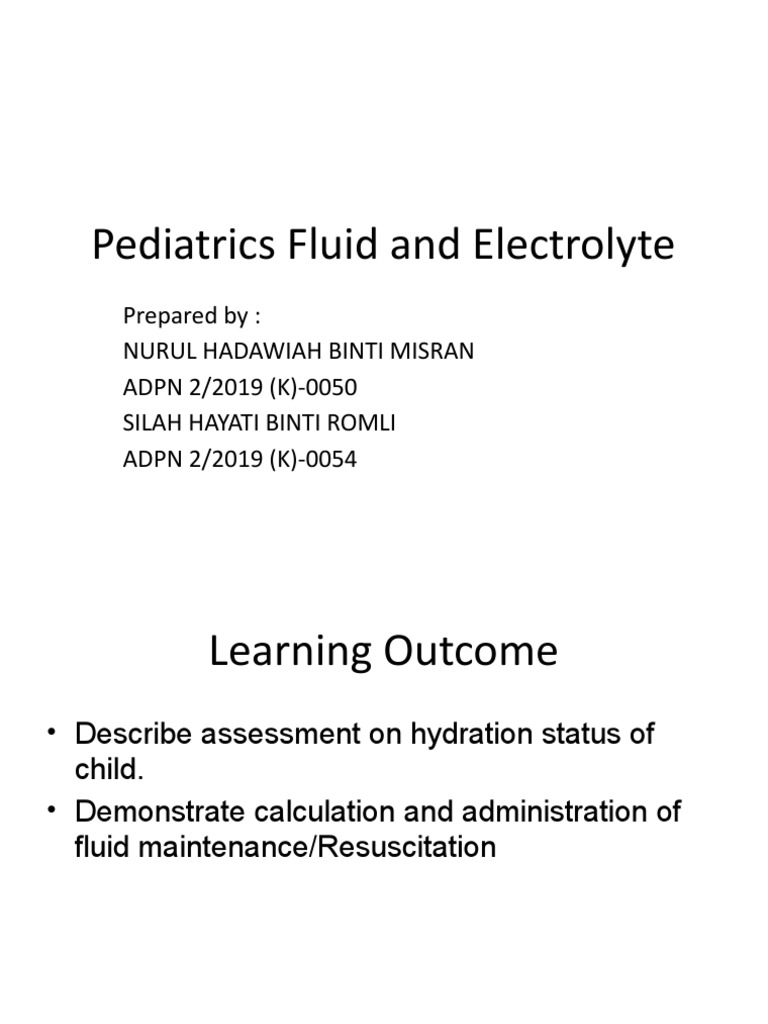 Pediatric Fluid and Electrolyte Management | PDF | Intravenous Therapy ...
