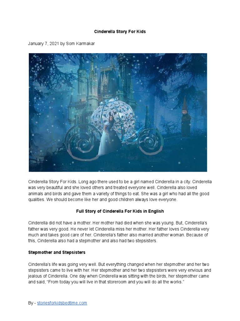 Cinderella Story For Kids | PDF | Cinderella