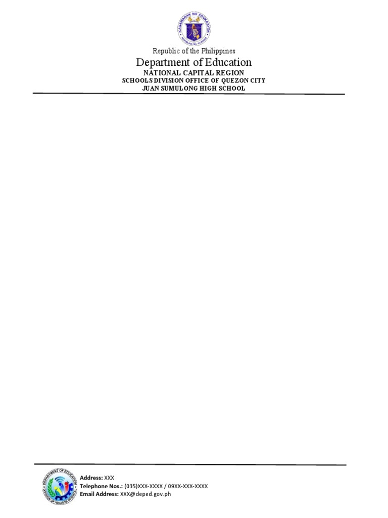 Quezon City School Letterhead Template | PDF