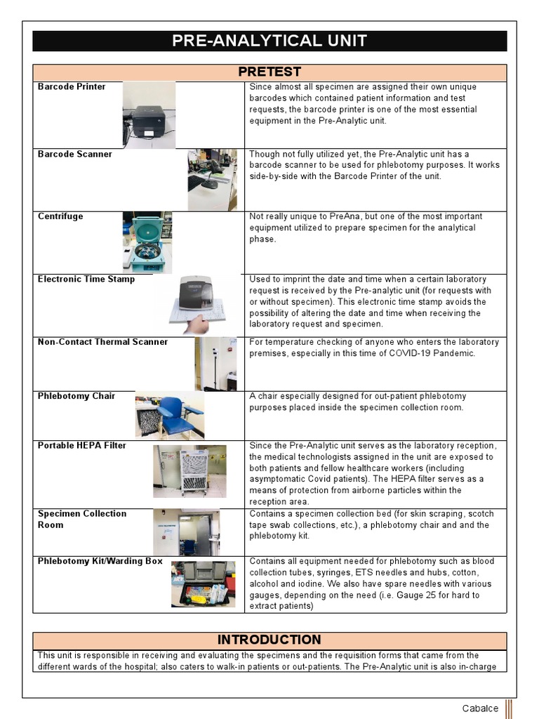 3 - Pre-Analytical Unit | Download Free PDF | Blood Plasma | Medical ...