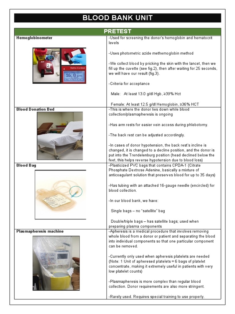Blood Bank Unit: Pretest | PDF