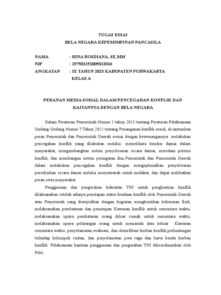 Tugas Essai Bela Negara Kepemimpinan Pancasila | PDF