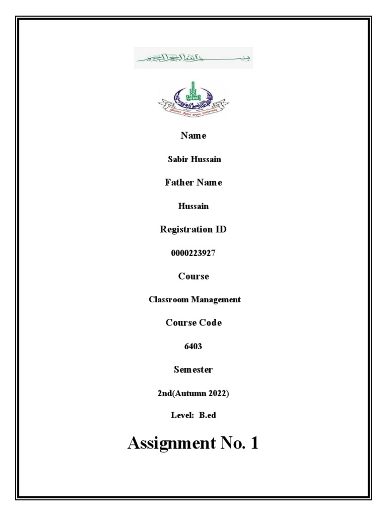 6403 1 (Assignment) | Download Free PDF | Attention Deficit Hyperactivity Disorder | Teachers