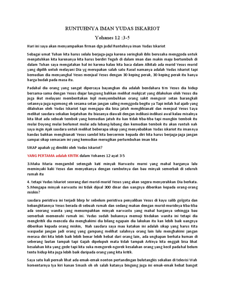 Runtuhnya Iman Yudas Iskariot | PDF | Fiksi Misteri, Thriller, & Kejahatan