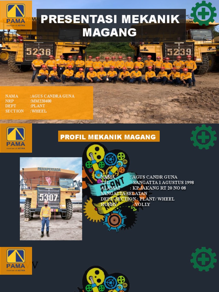 Presentasi Mekanik Magang: Nama:Agus Candra Guna NRP:MM220400 Dept ...