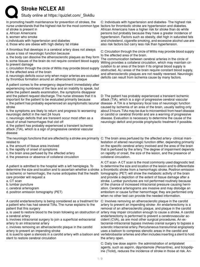 Stroke Risk Factors and Management Guide | PDF | Stroke | Ischemia