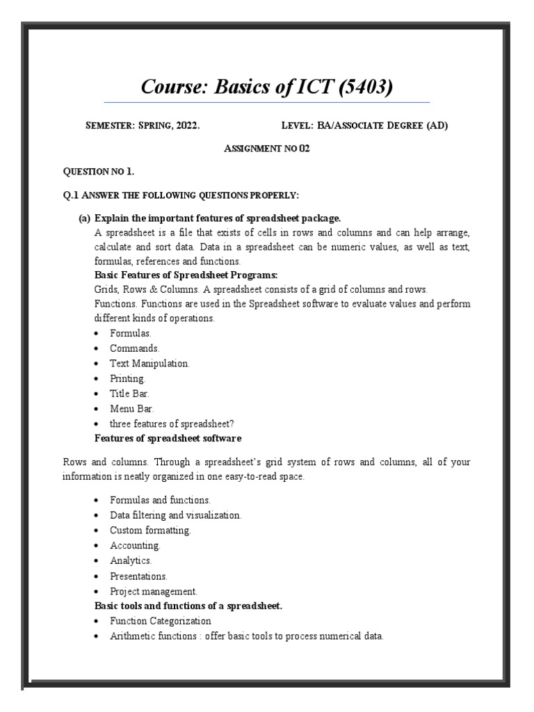 Course: Basics of ICT (5403) | Download Free PDF | Operating System | Duplex (Telecommunications)