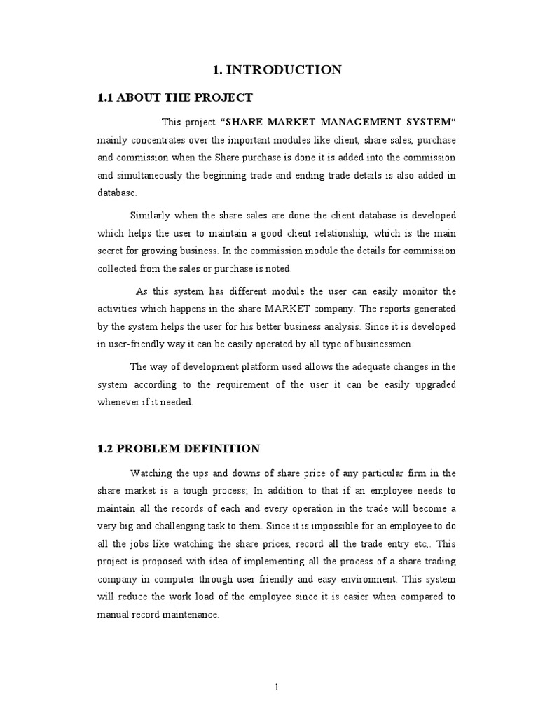 Share Market Management System Overview | PDF | Microsoft Access ...