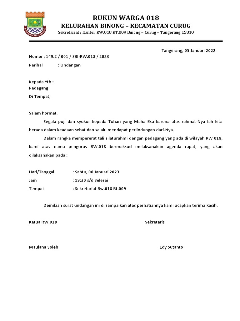 Surat Undagan Pedagang | PDF | Pengelolaan Keuangan & Uang