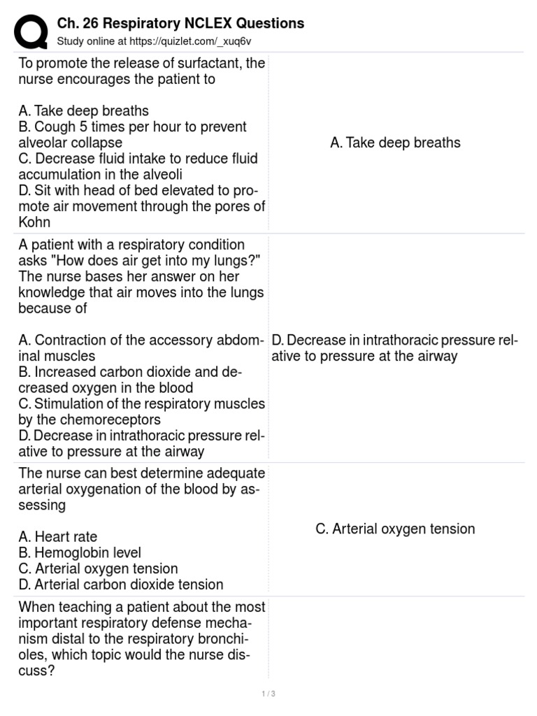 Respi Q&a | PDF | Respiratory System | Lung
