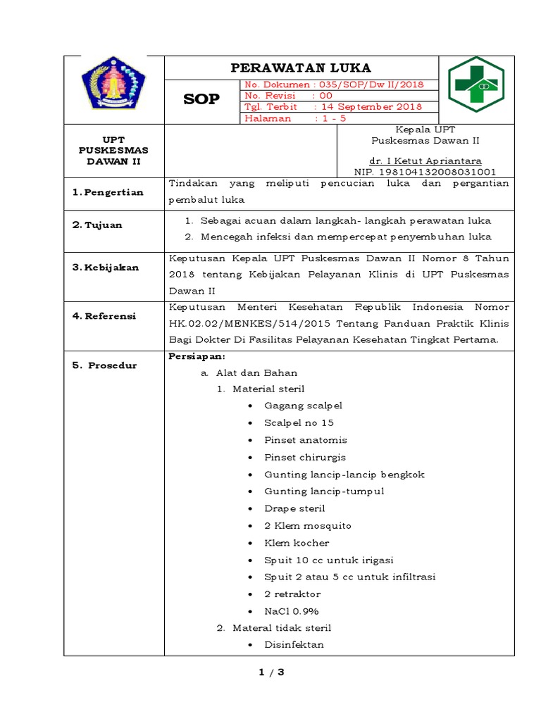 Sop PERAWATAN LUKA | PDF