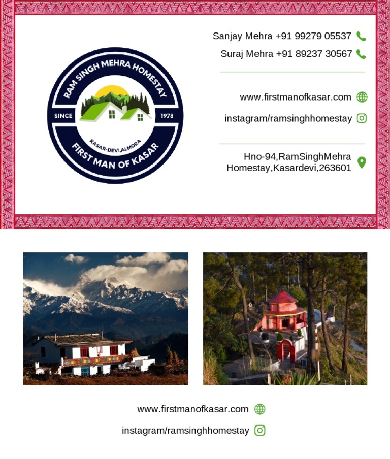 RamSinghMehra Homestay-Business Card | PDF