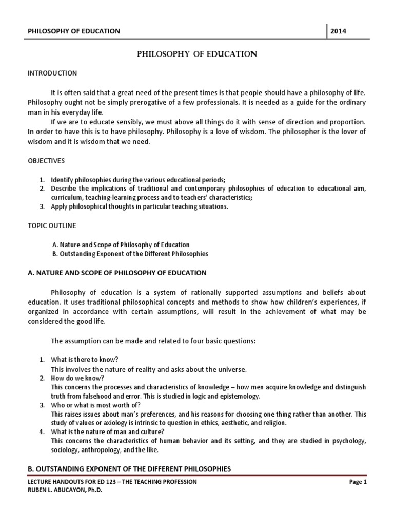 Philosophy of Education | PDF | Philosophy Of Education | Behaviorism