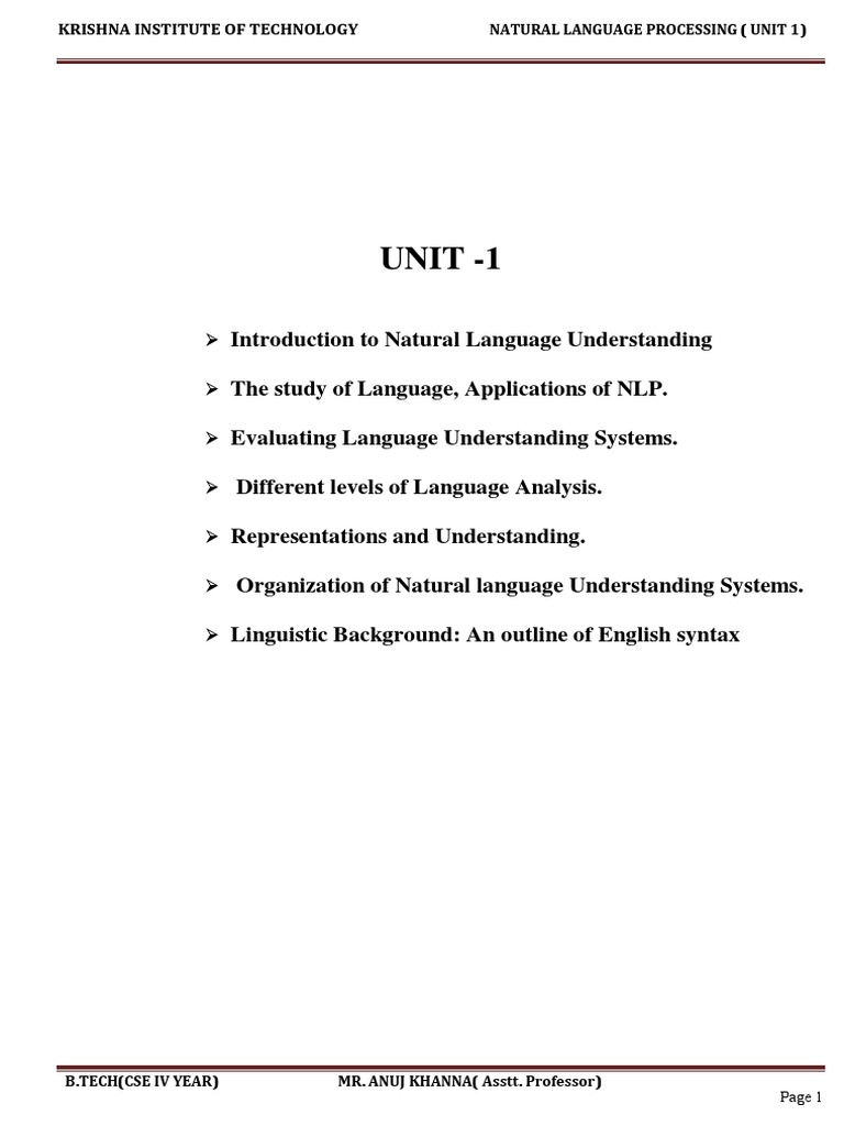 NLP UNIT 1 (Ques Ans Bank) | PDF | Part Of Speech | Lexicon