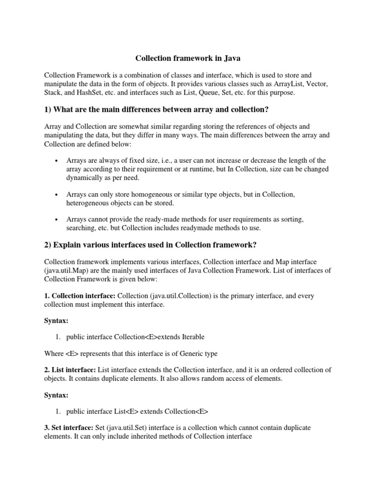 Collection Framework In Java Pdf Queue Abstract Data Type Method Computer Programming
