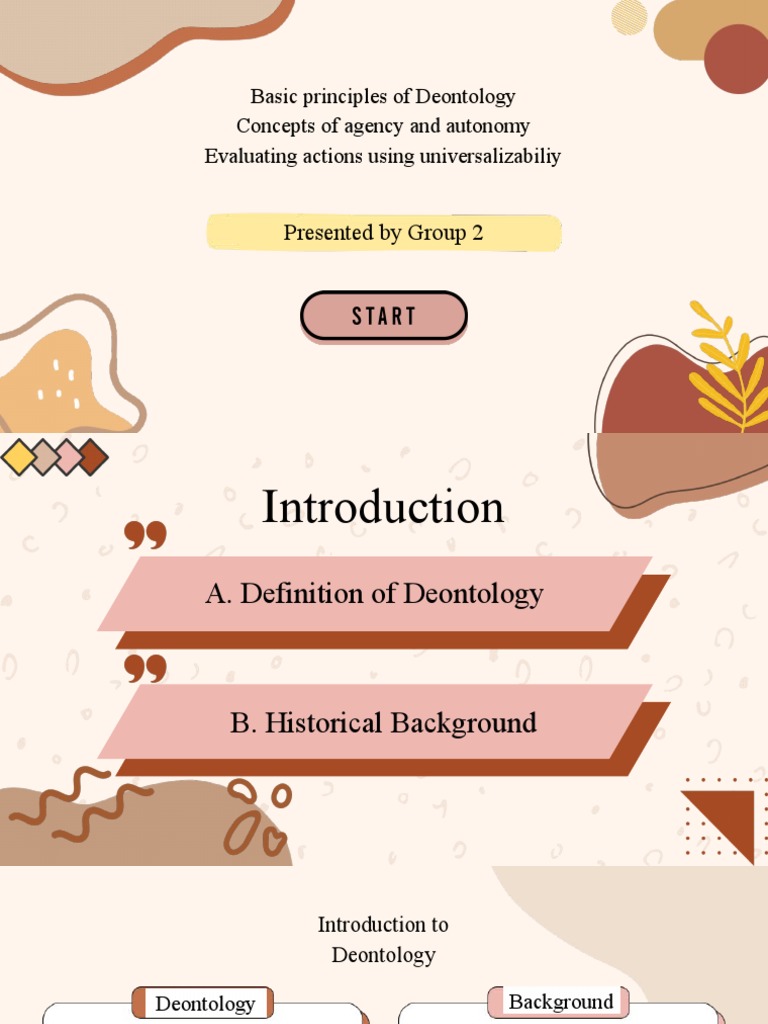 Basic Principles of Deontology Concepts of Agency and Autonomy ...