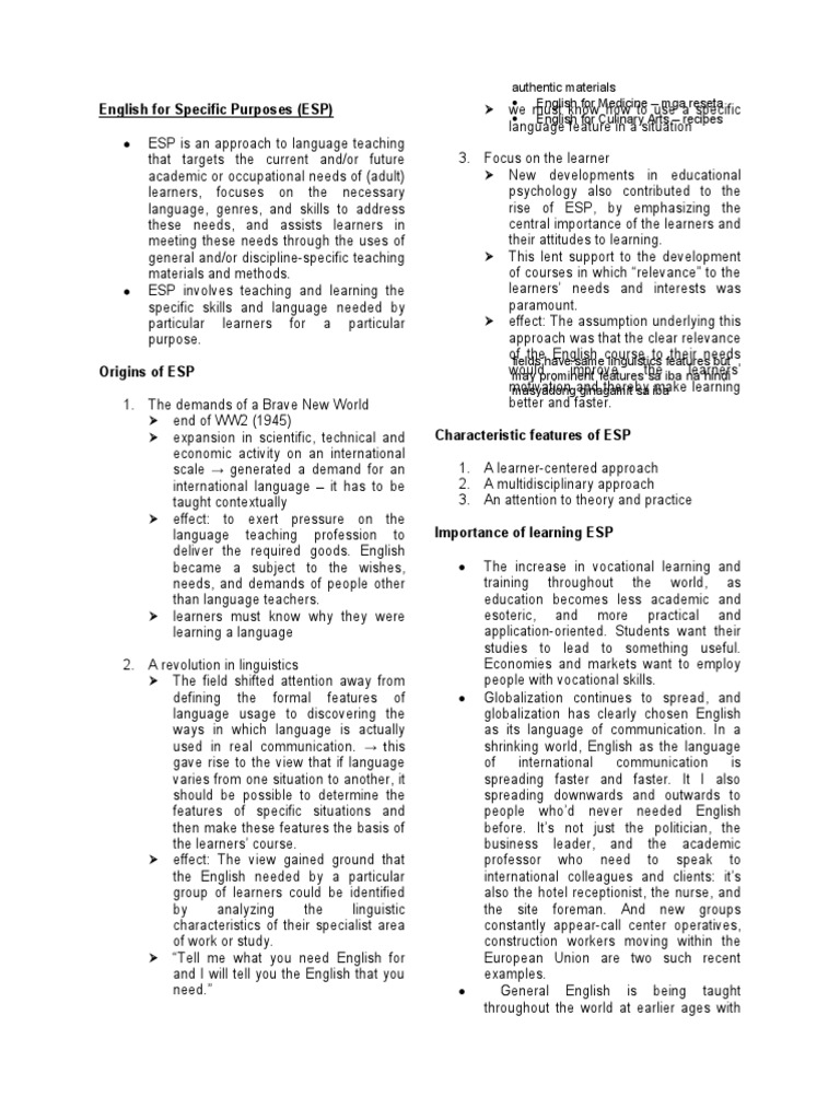 Esp Reviewer | PDF | Language Education | Learning
