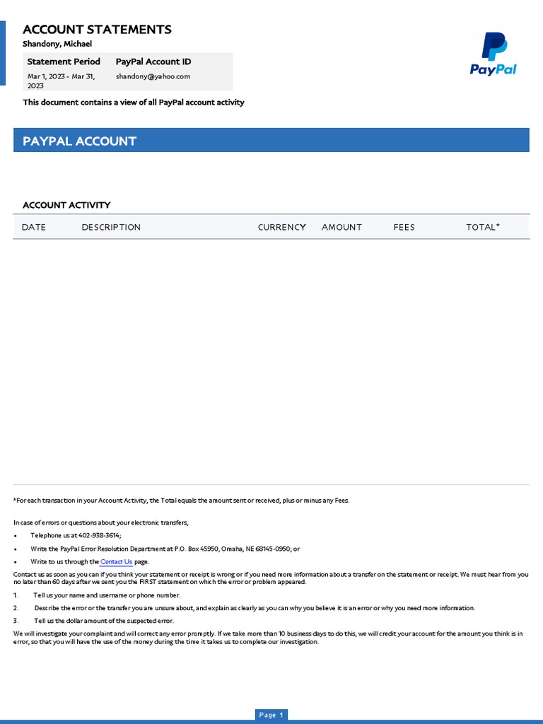 Paypal Account | PDF