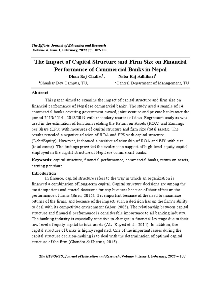 The Impact of Capital Structure and Firm Size On Financial Performance of Commercial Banks in ...
