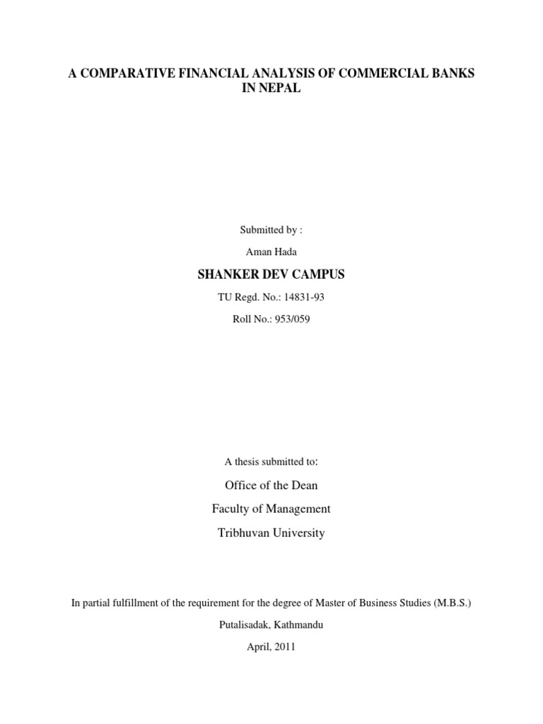A Comparative Financial Analysis of Commercial Banks in Nepal | PDF ...