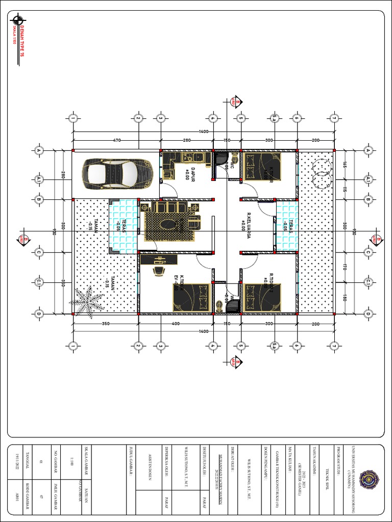 Denah Rumah Type 75 Skala 1:100 | PDF