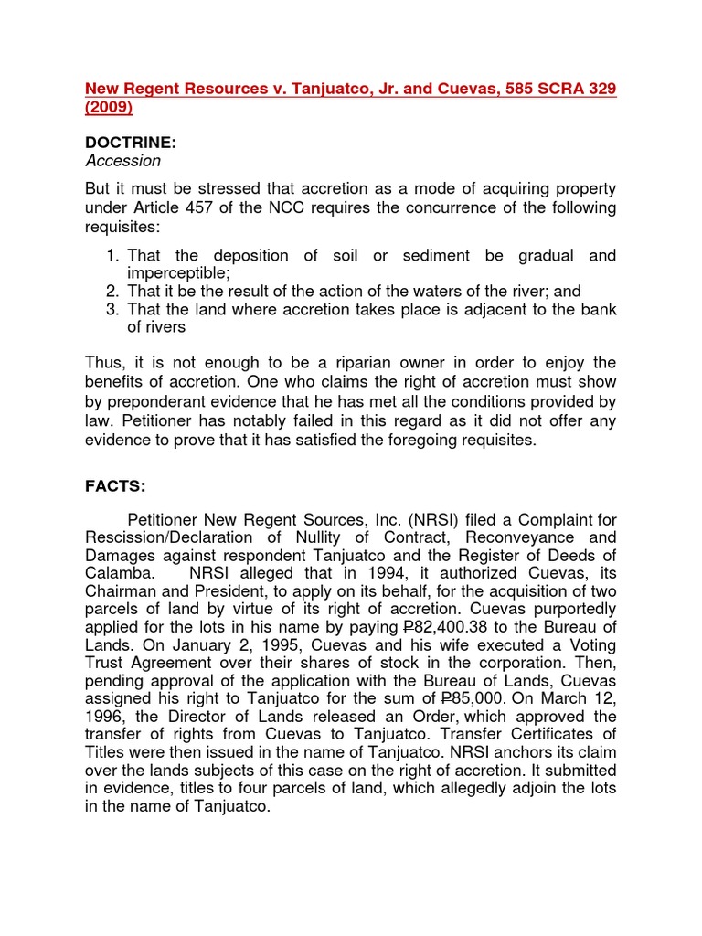 Accretion Property Rights Dispute | PDF | Conveyancing | Civil Law ...