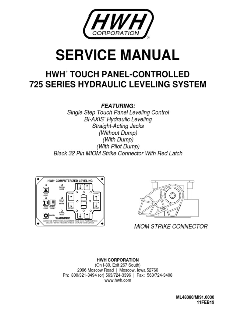 Service Manual: 725 Series Hydraulic Leveling System HWH Touch Panel ...