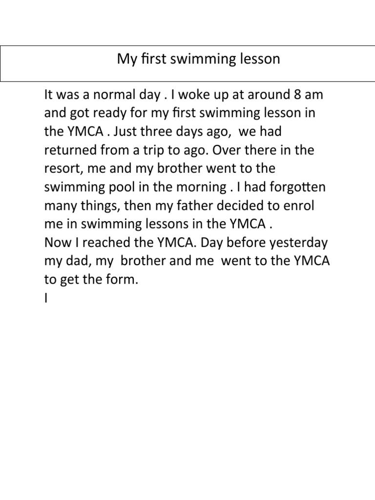 My First Swimming Lesson | PDF