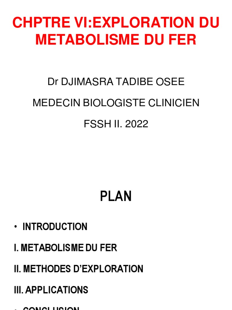 Métabolisme du Fer : Exploration et Applications | PDF | Hémoglobine ...