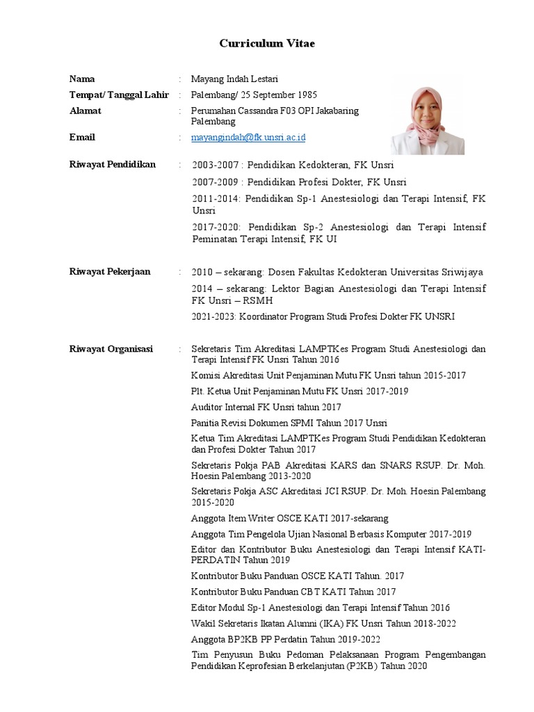 Curriculum Vitae | PDF | Pengembangan Diri
